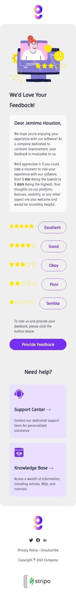 We'd love your feedback! Email Template by Stripo.email