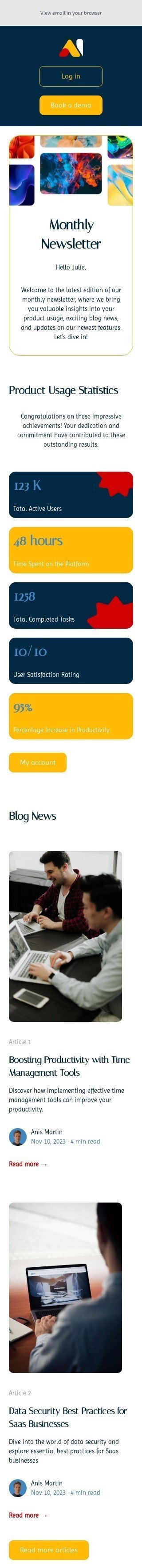 Product usage statistics Email Template by Stripo.email