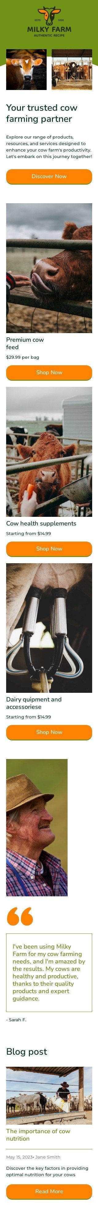 Your trusted cow farming partner Email Template by Stripo.email