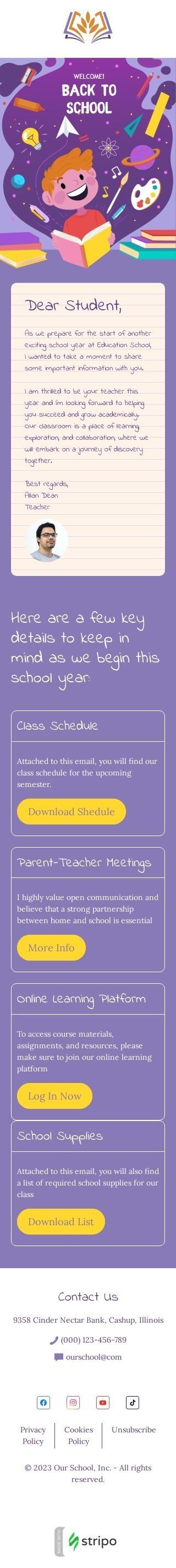 Important information inside Email Template by Stripo.email