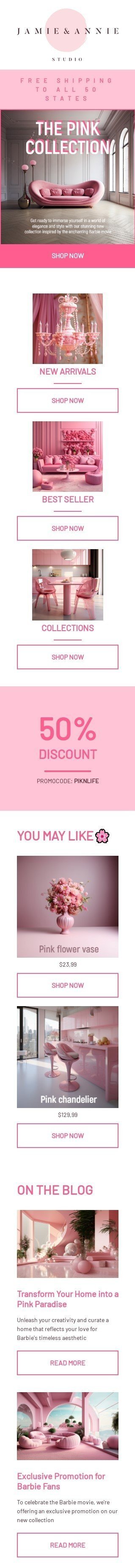 The pink collection Email Template by :full_name — Stripo.email