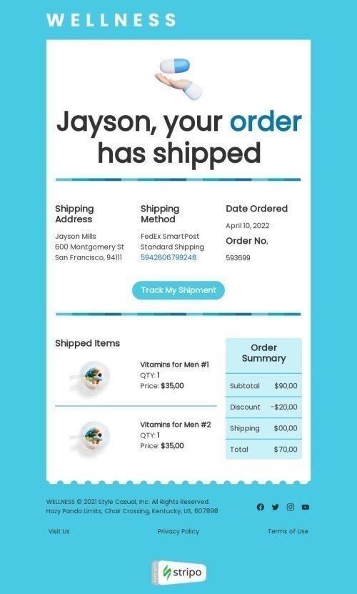 Shipped items Email Template by Stripo.email