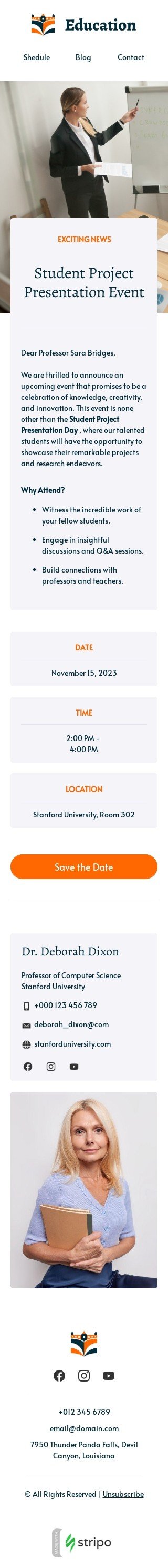 Student project presentation event Email Template by Stripo.email