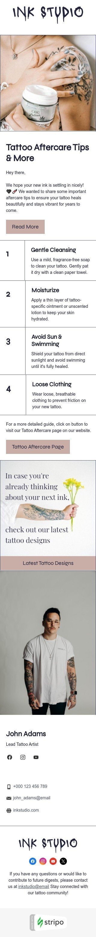 Tattoo aftercare tips & more Email Template by Stripo.email
