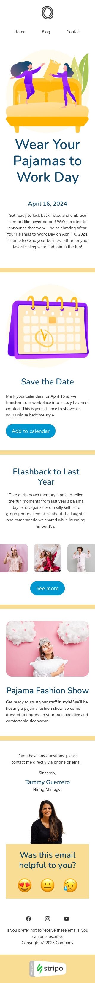 Desfile de pijamas Plantilla de correo electrónico por :full_name ...