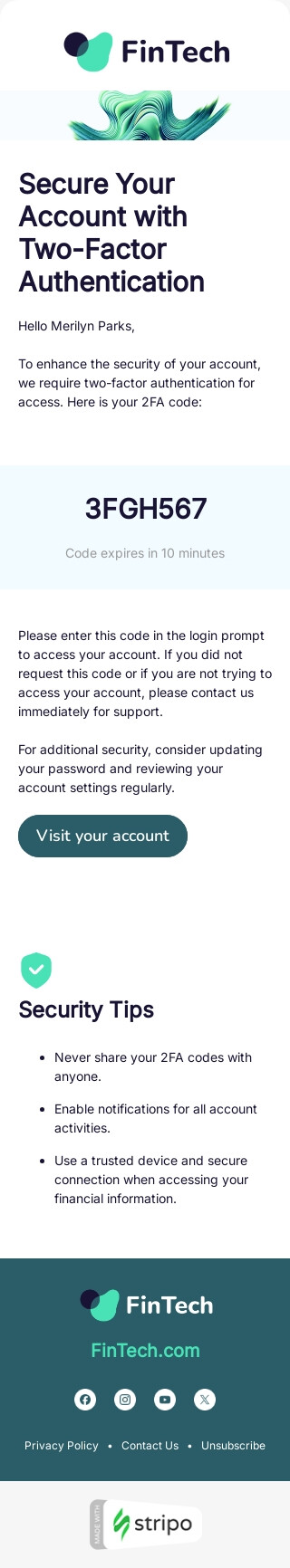 Two-factor authentication Email Template by Stripo.email