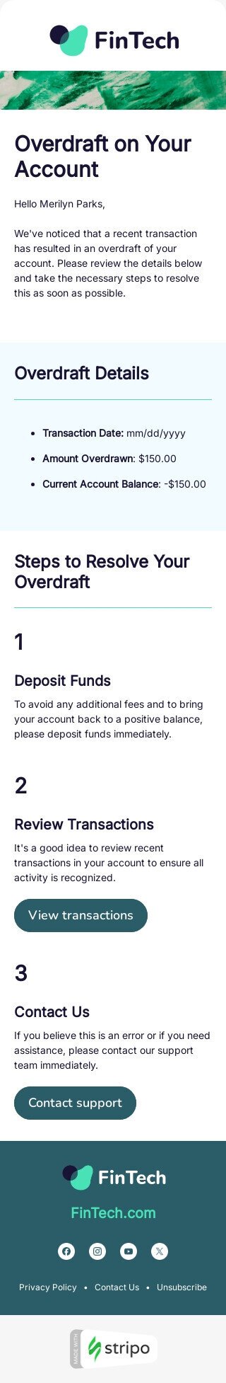 Insufficient funds Email Template by Stripo.email