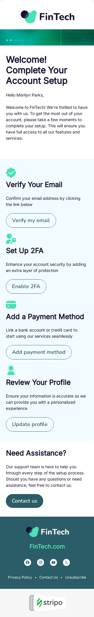Finish setting up your account Email Template by Stripo.email
