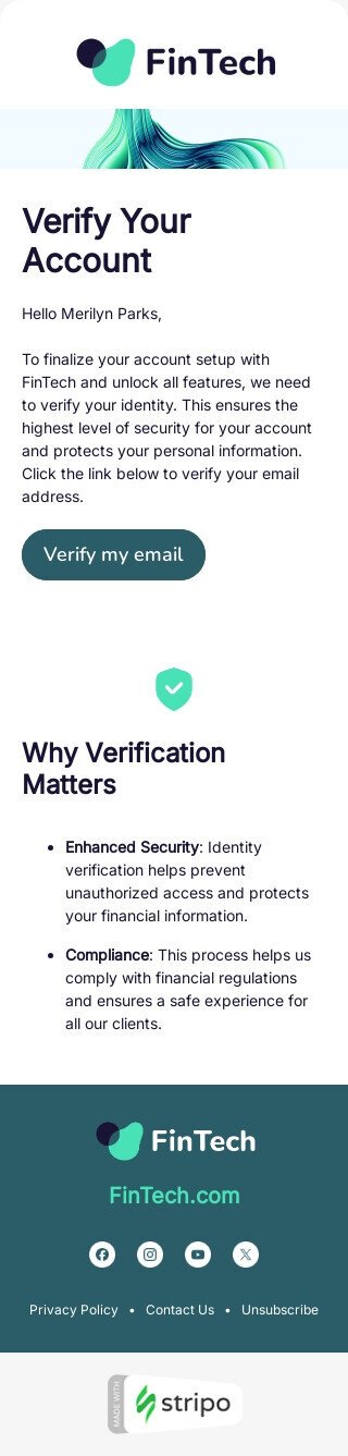 Verify your account Email Template by :full_name — Stripo.email