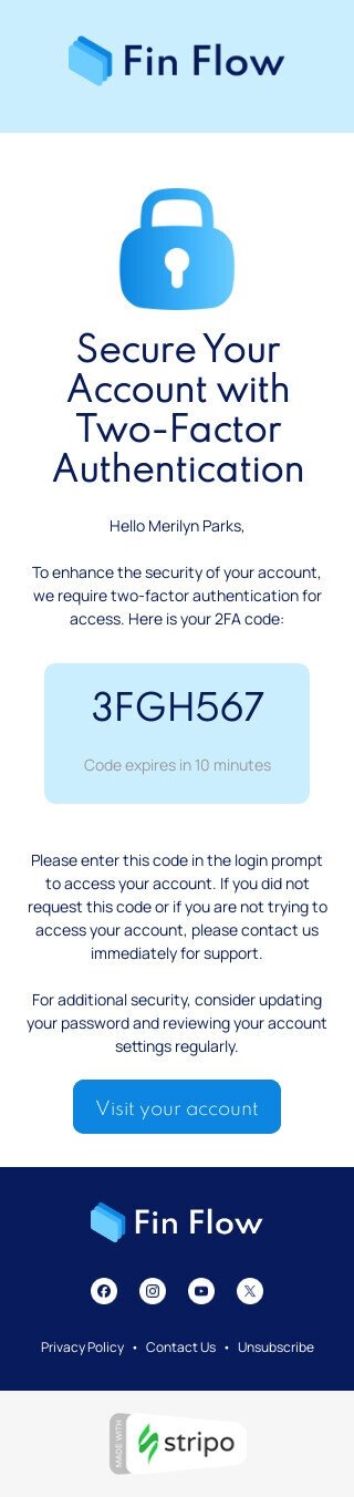 Your 2FA code Email Template by Stripo.email