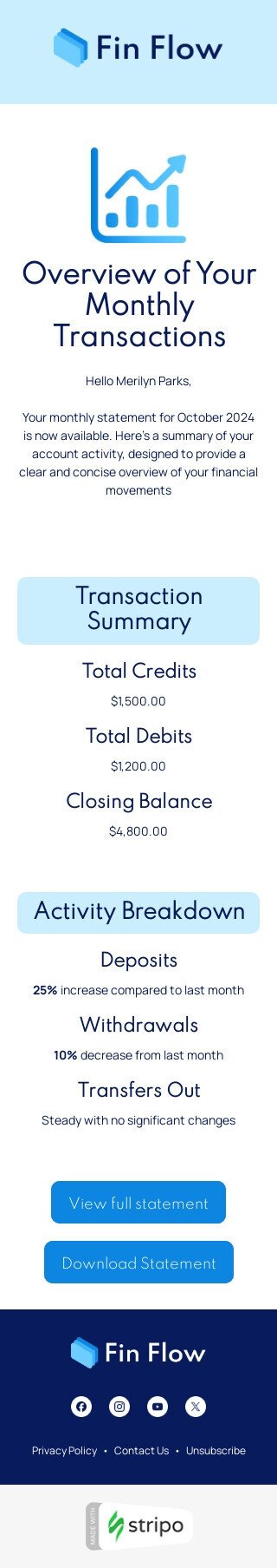 Monthly account summary Email Template by Stripo.email