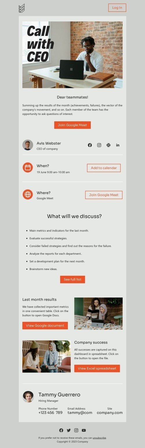 Call with CEO Email Template by Stripo.email