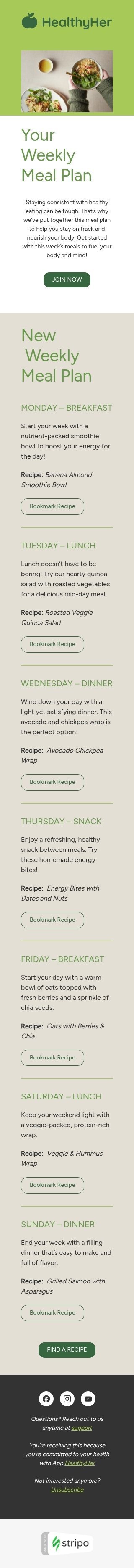 Weekly meal plan Email Template by :full_name — Stripo.email