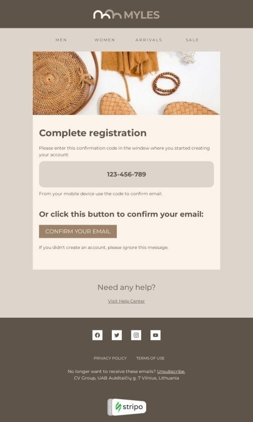 Complete registration Email Template by Stripo.email