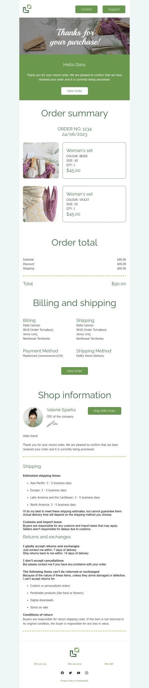 Thanks for your purchase Email Template by Stripo.email