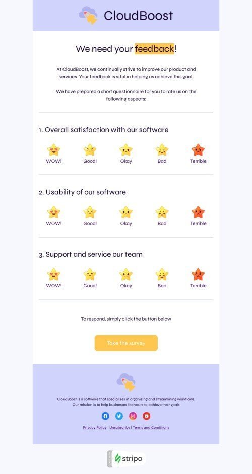 We need your feedback! Email Template by Stripo.email