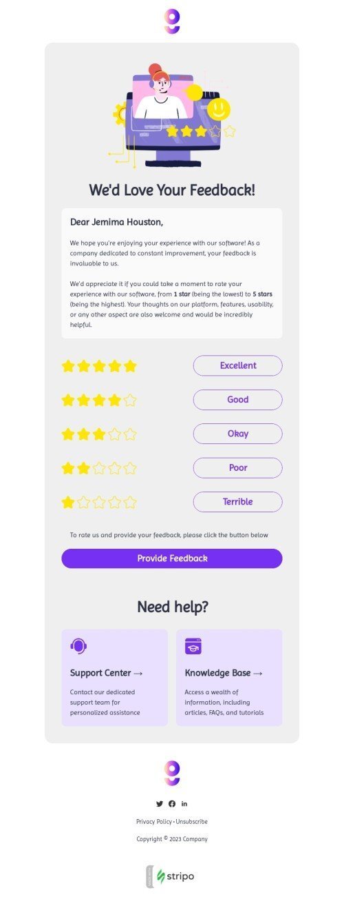 We'd love your feedback! Email Template by Stripo.email