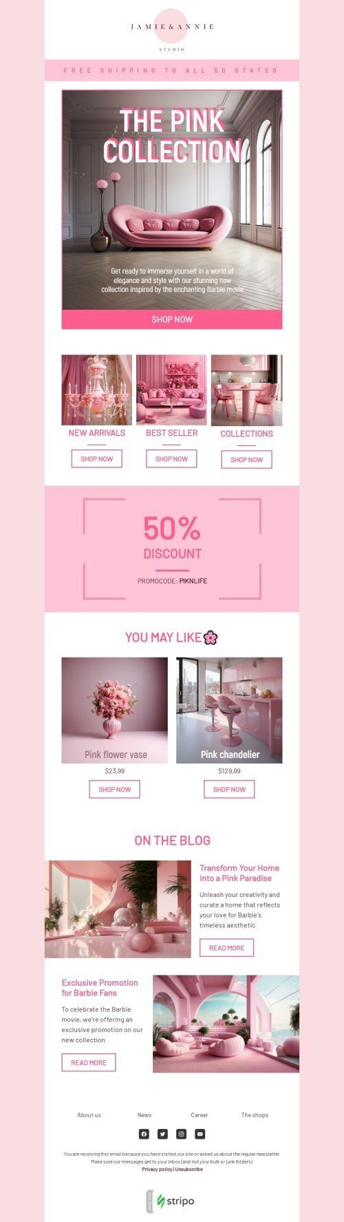 The pink collection Email Template by :full_name — Stripo.email