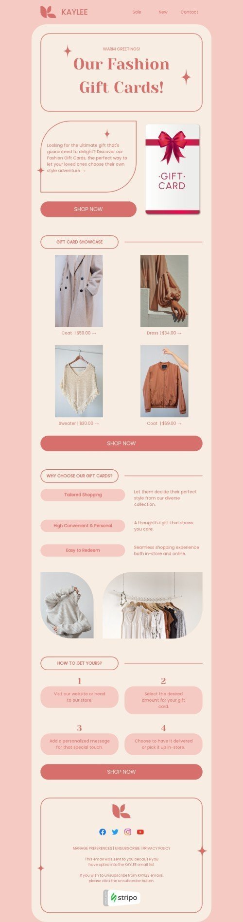 Our fashion gift cards Email Template by Stripo.email