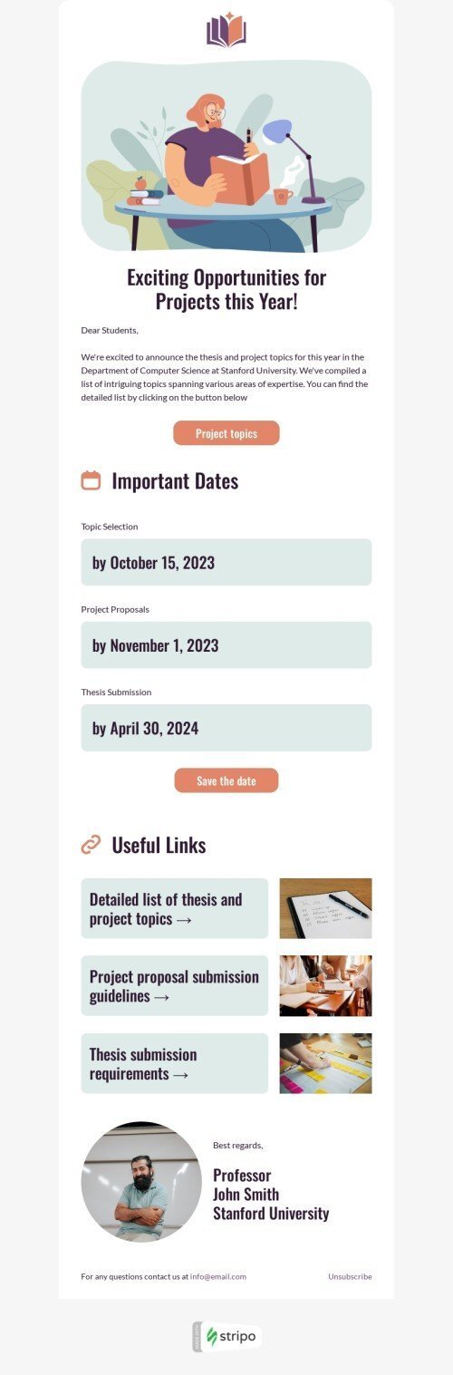 Thesis and project topics Email Template by Stripo.email