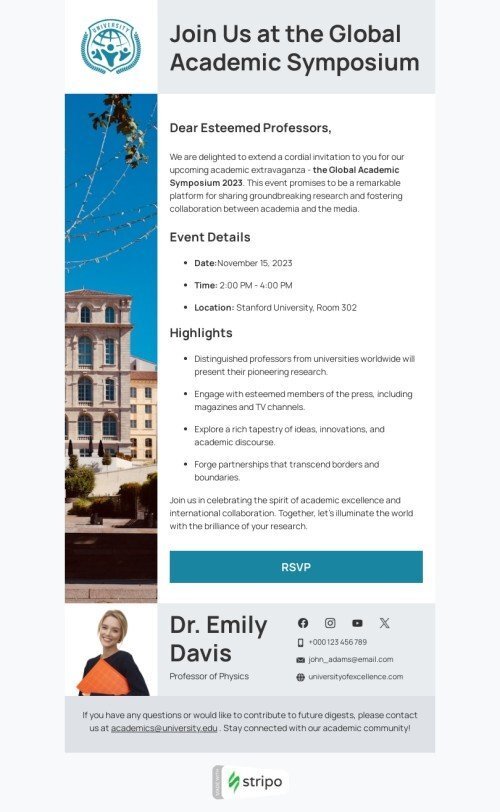 Global Academic Symposium Email Template by Stripo.email