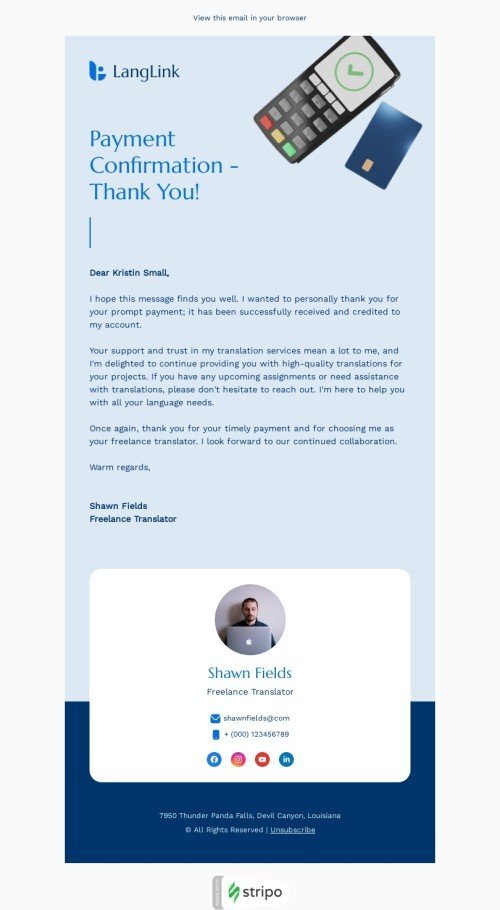 Your payment was successful Email Template by Stripo.email