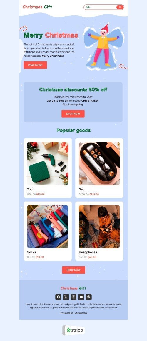 61 Christmas Email Templates 📭 | Free Christmas HTML Email Template ...