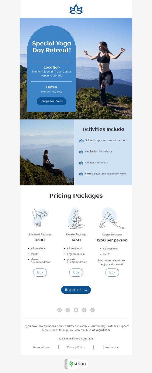 Yoga Day retreat Email Template by Stripo.email